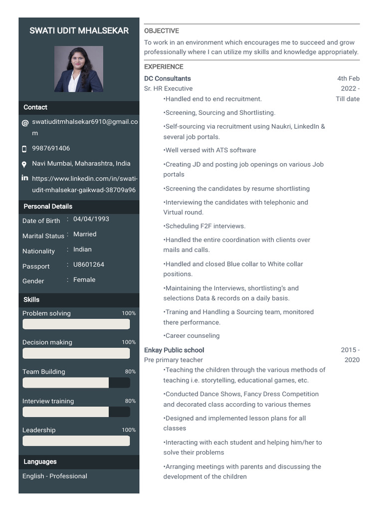 Updated CV - Swati M 2023 | PDF