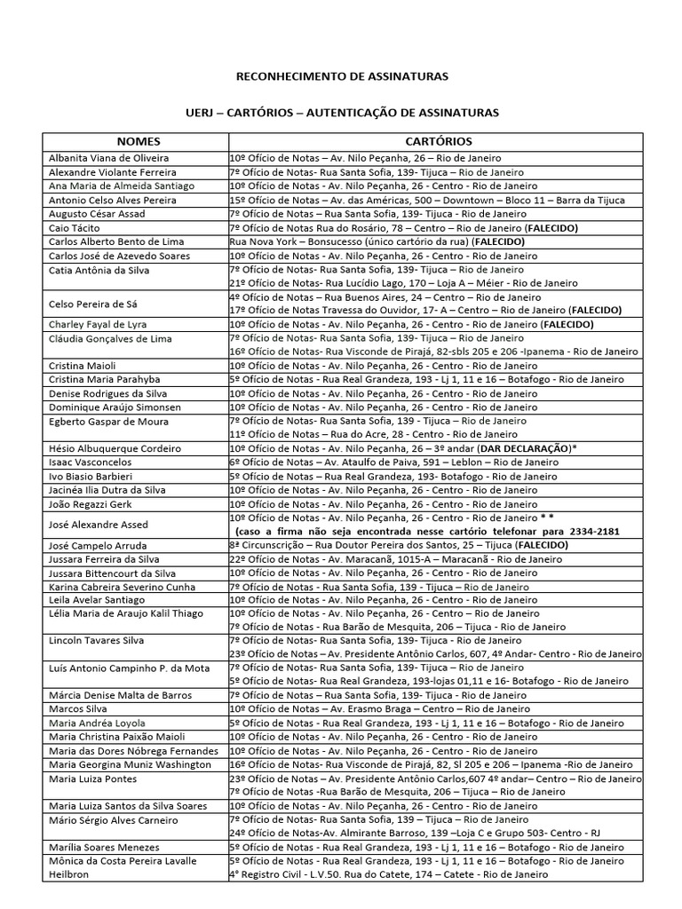 Reconhecimento de Assinaturas Reitores DAA Etc | PDF