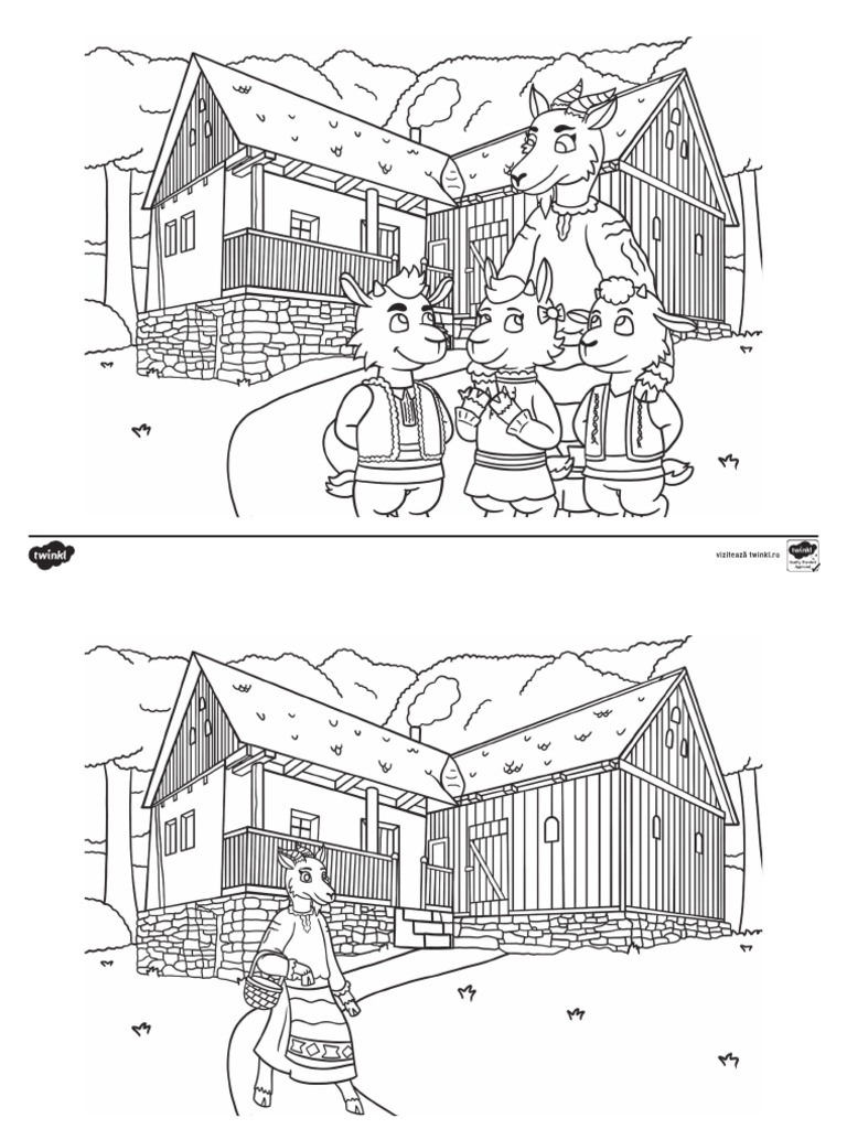 Capra Cu Trei Iezi - Desene de Colorat | PDF