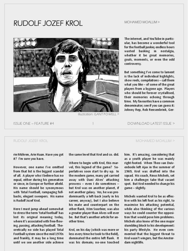 Rudolf Jozef Krol | PDF | Afc Ajax | Defender (Association Football)
