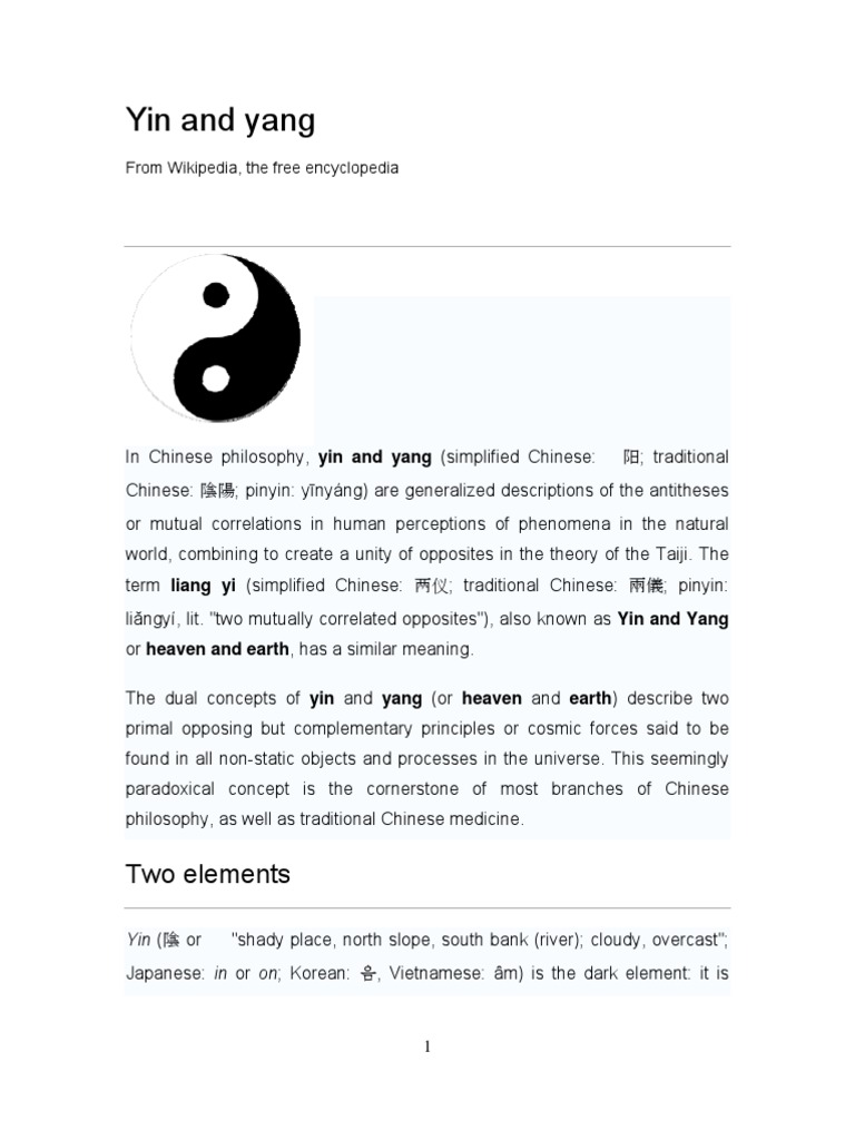 Yin & Yang | PDF | Yin And Yang | East Asian Religions