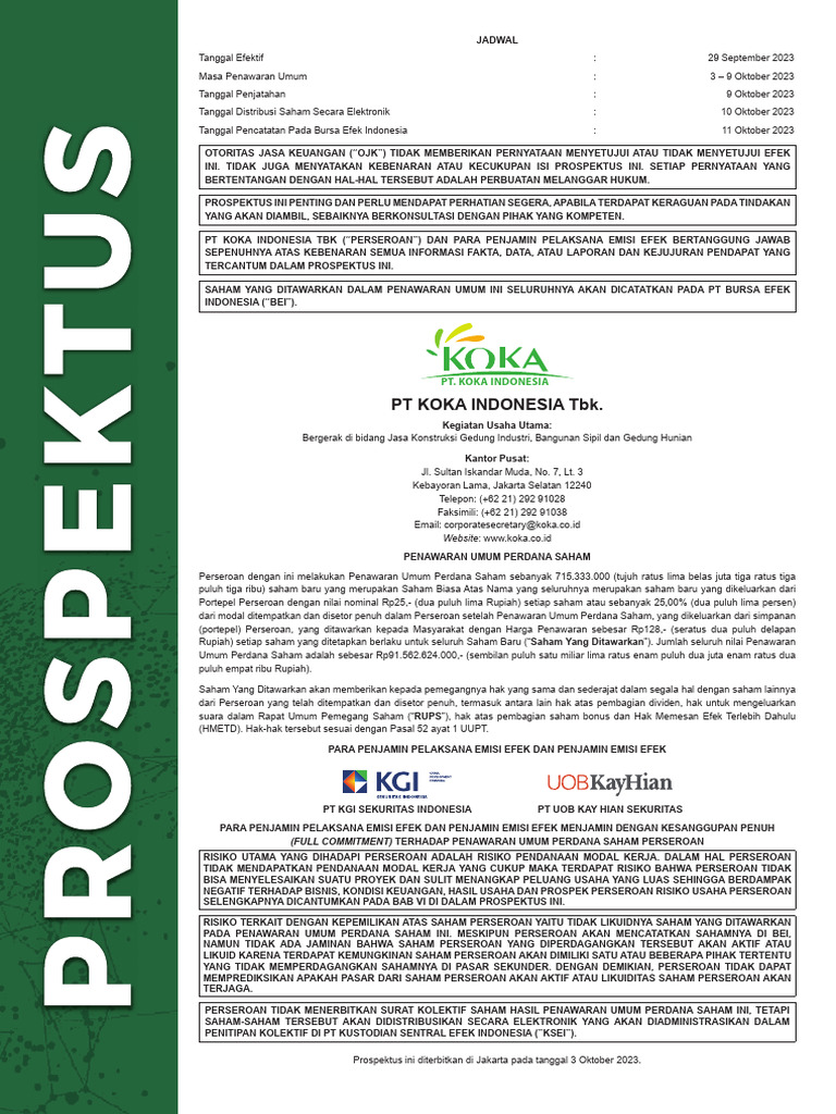 F - Prospektus Final PT Koka Indonesia TBK | PDF