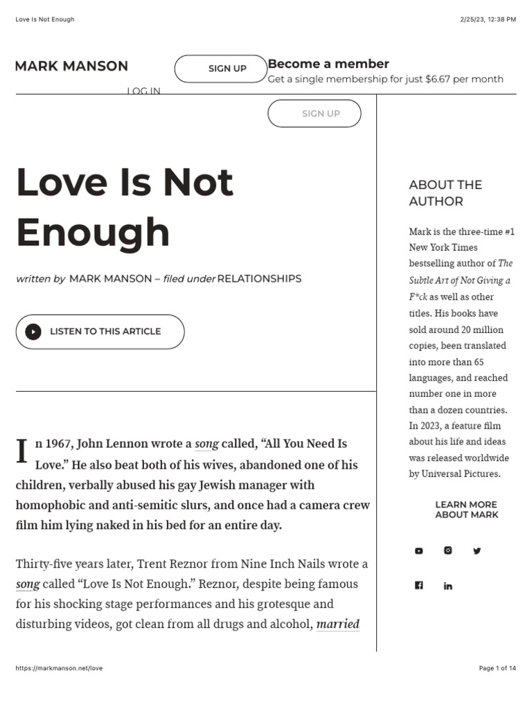 Love Is Not Enough | PDF