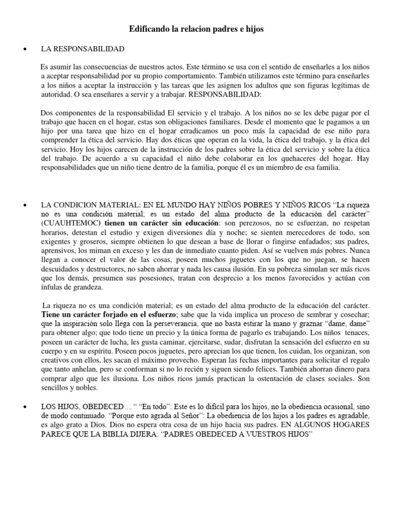 Edificando La Relacion Padres e Hijos | PDF