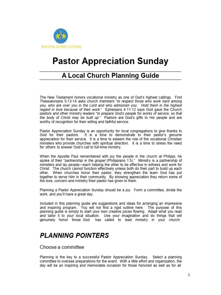 Pastor Appreciation Planning Guide | PDF