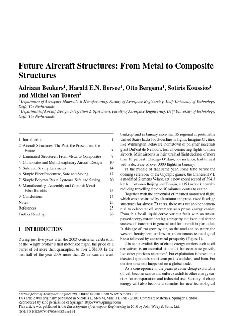 Future Aircraft Structures From Metal To Composite Pdf