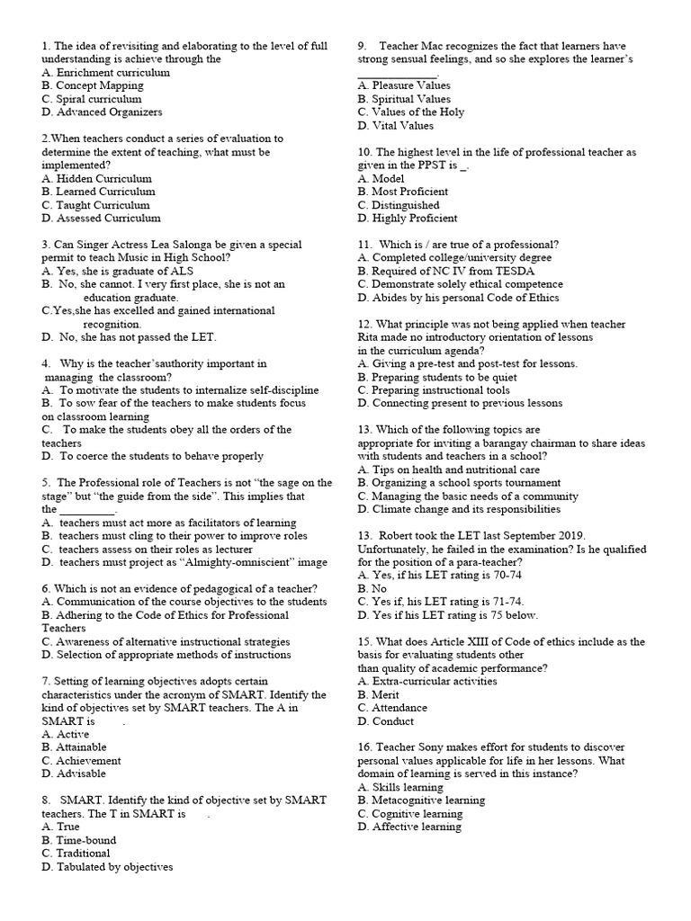 Prof Ed (PRC) | PDF