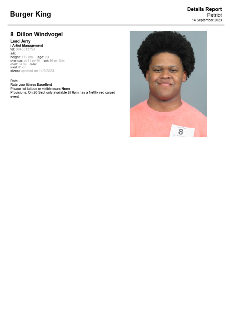 8 - Dillon Windvogel - Stats | PDF
