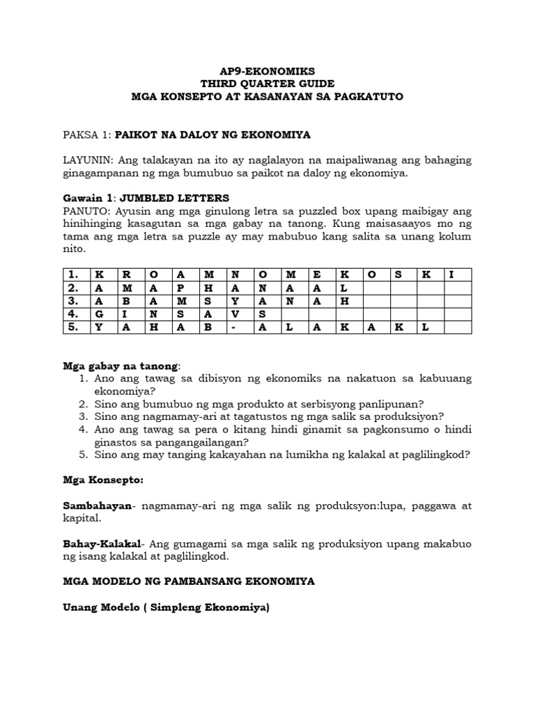 Paikot Na Daloy NG Ekonomiya | PDF