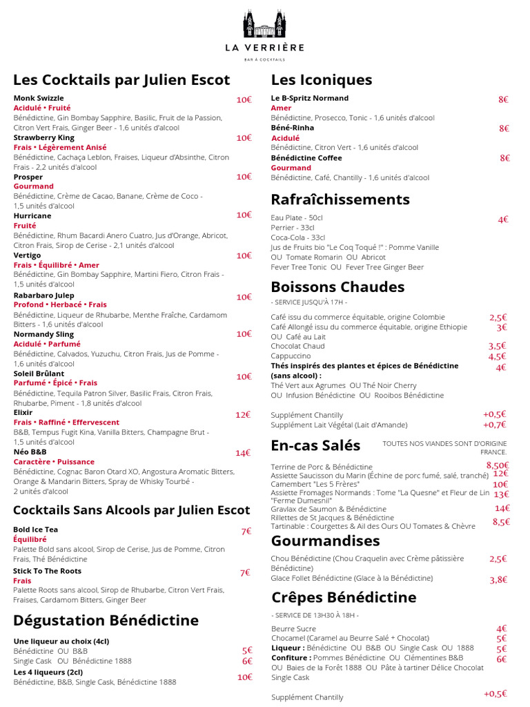 Menu Verriere | PDF