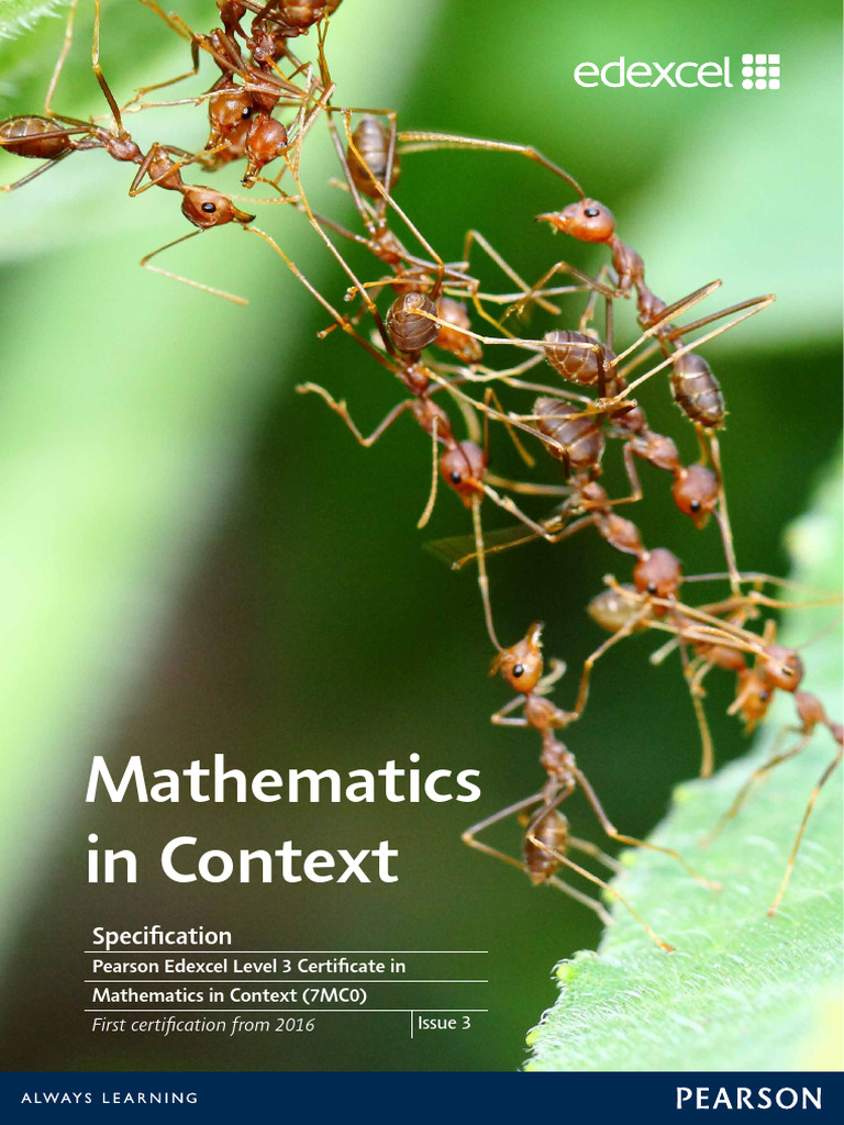 Specification L3 Certificate in Mathematics in Context | PDF Specification L3 Certificate in Mathematics in Context | PDF