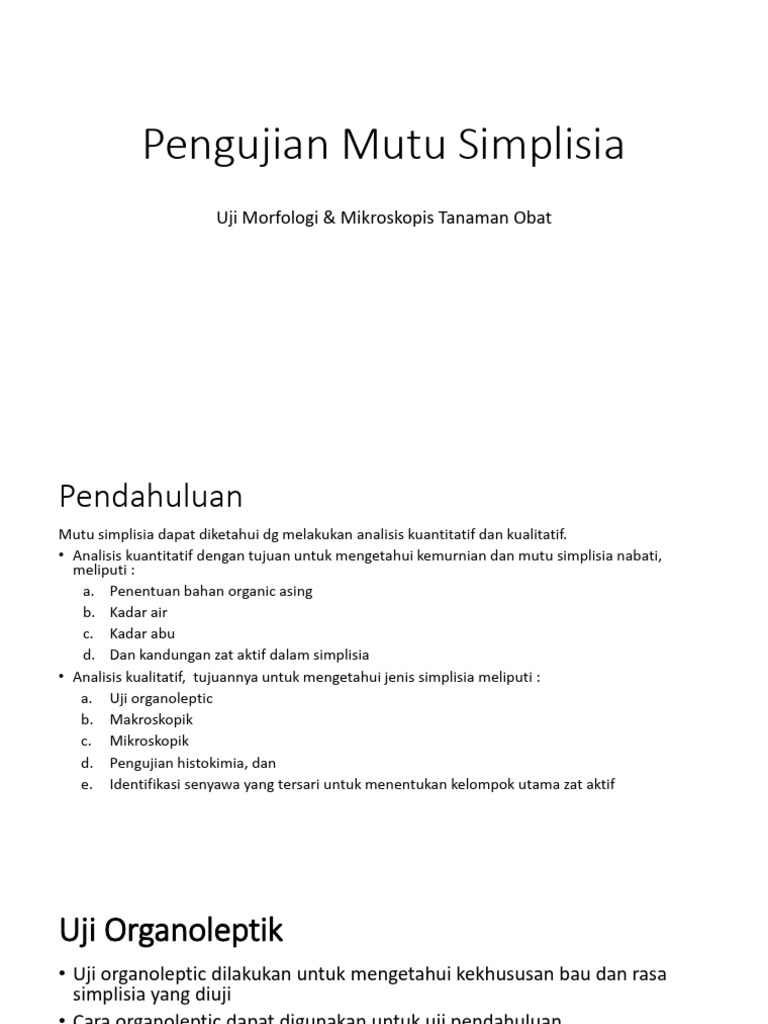 Uji Mutu Simplisia Tanaman Obat | PDF