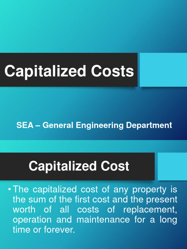 Lesson 4 - Capitalized Cost | PDF