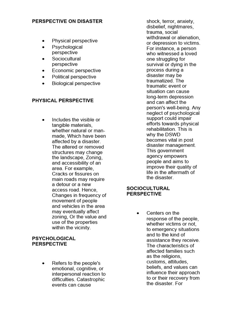 Perspective On Disaster | PDF | Essays | Hazards