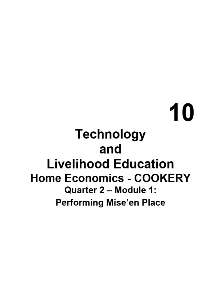 Technology and Livelihood Education: Home Economics - COOKERY | PDF