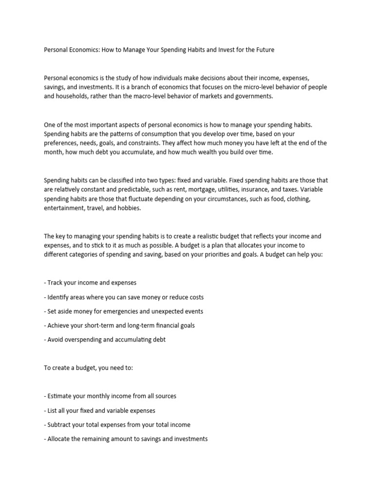 Manage Spending & Invest Wisely | PDF | Business | Finance & Money ...