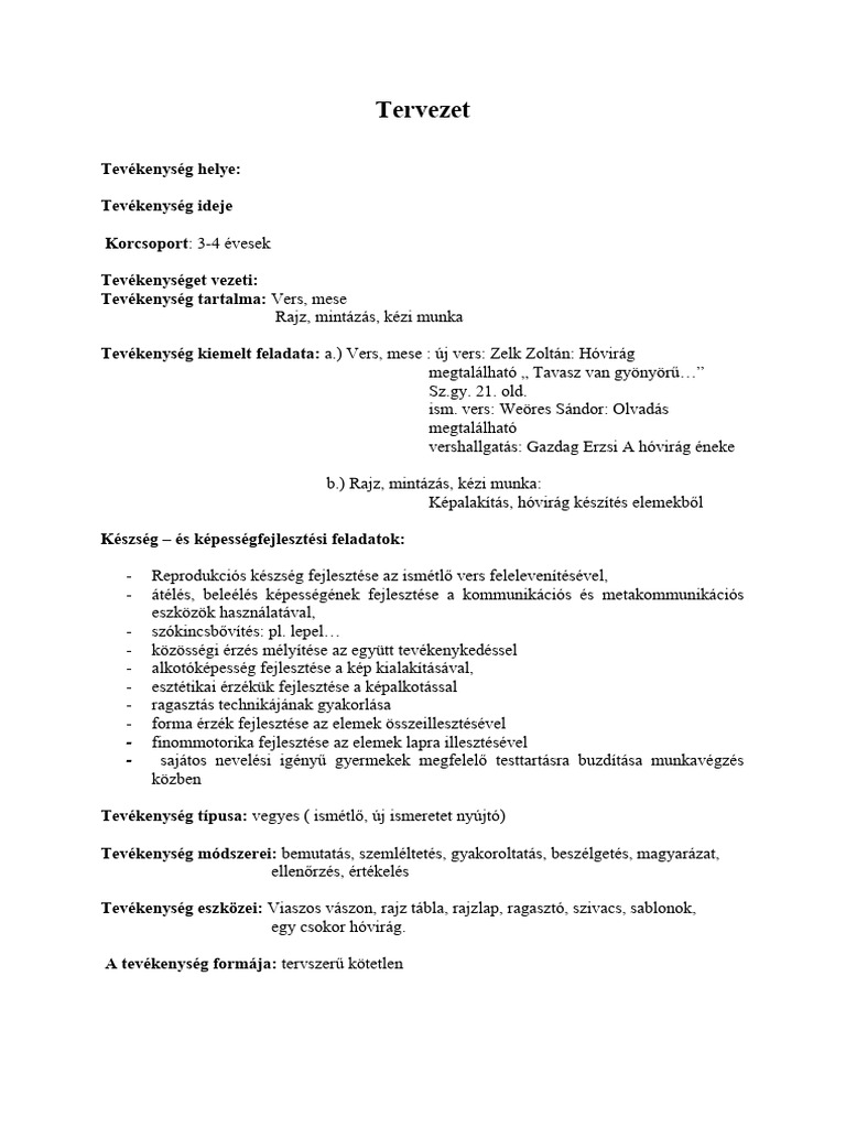 Tervezet - Tavasz Mese Rajz | PDF