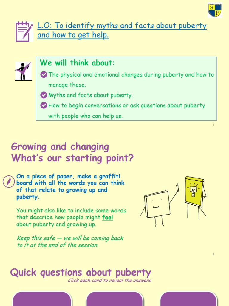 Sex Education Y5 - L3 - Puberty Facts and Myths | PDF