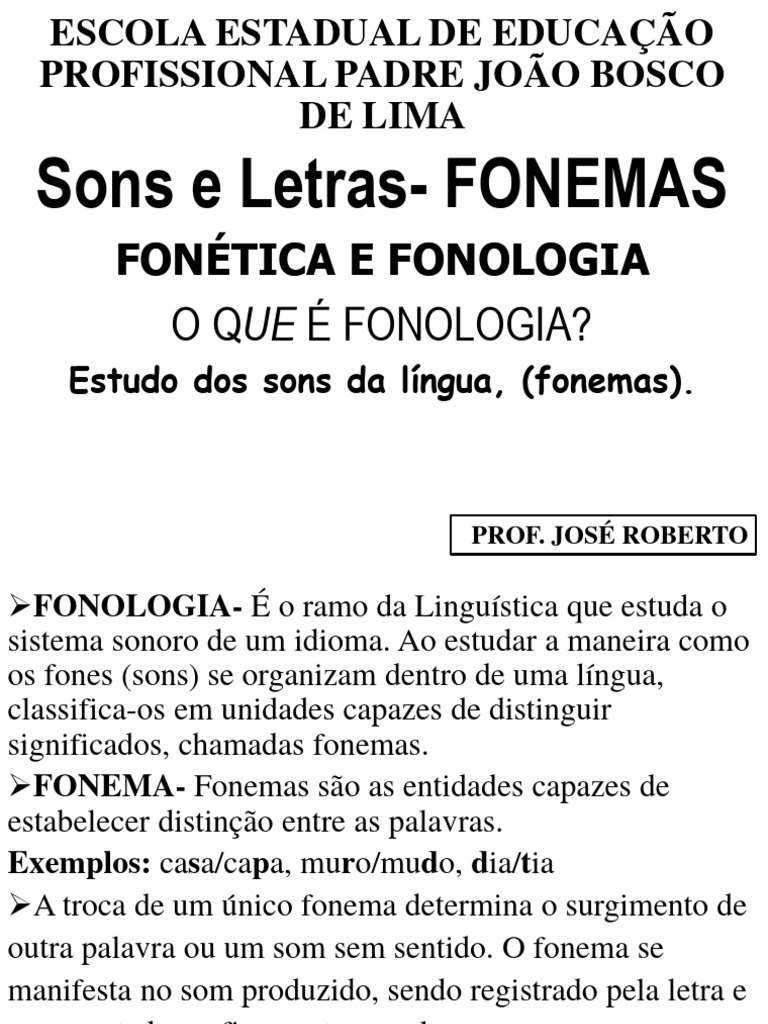 Sons e Letras - FONEMAS Ze Roberto 2023 | PDF