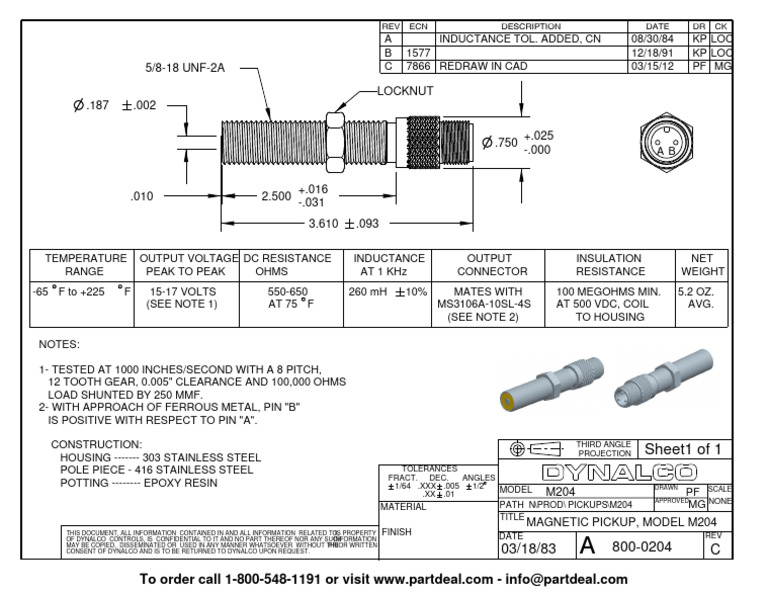 Data Sheet Pick Up m204 | PDF