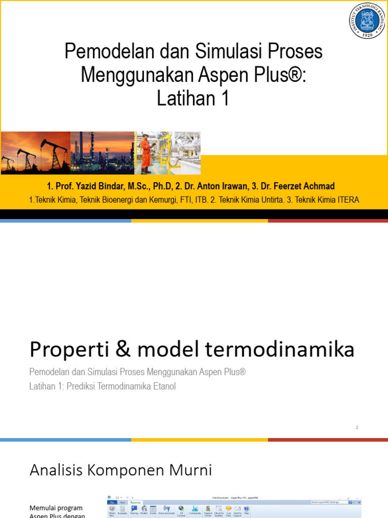Latihan 1 Termo Etanol Training-Pemodelan Dan Simulasi Proses Dengan Aspen Plus | PDF