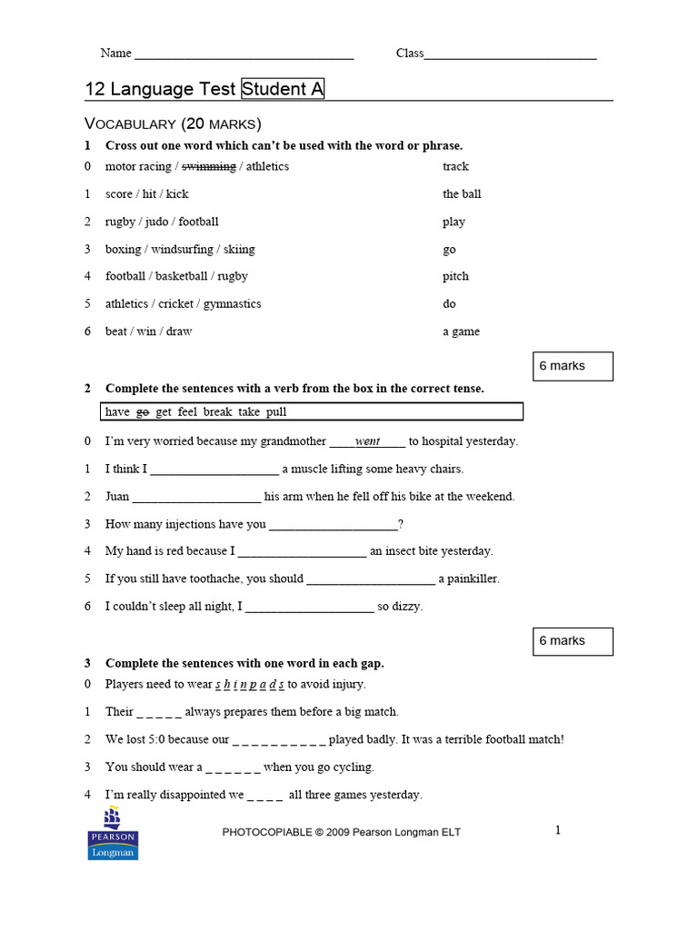 Language Test 12A - 000 | PDF