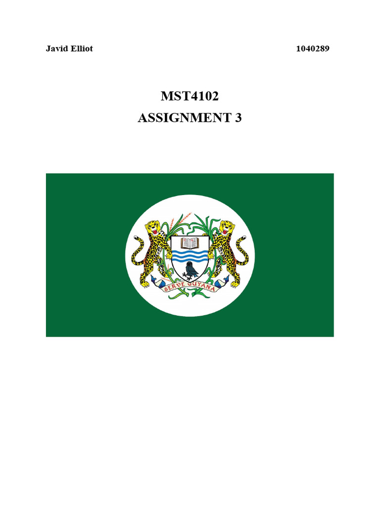 Javid Elliot 1040289 Mst4102 Assignment 3 | PDF
