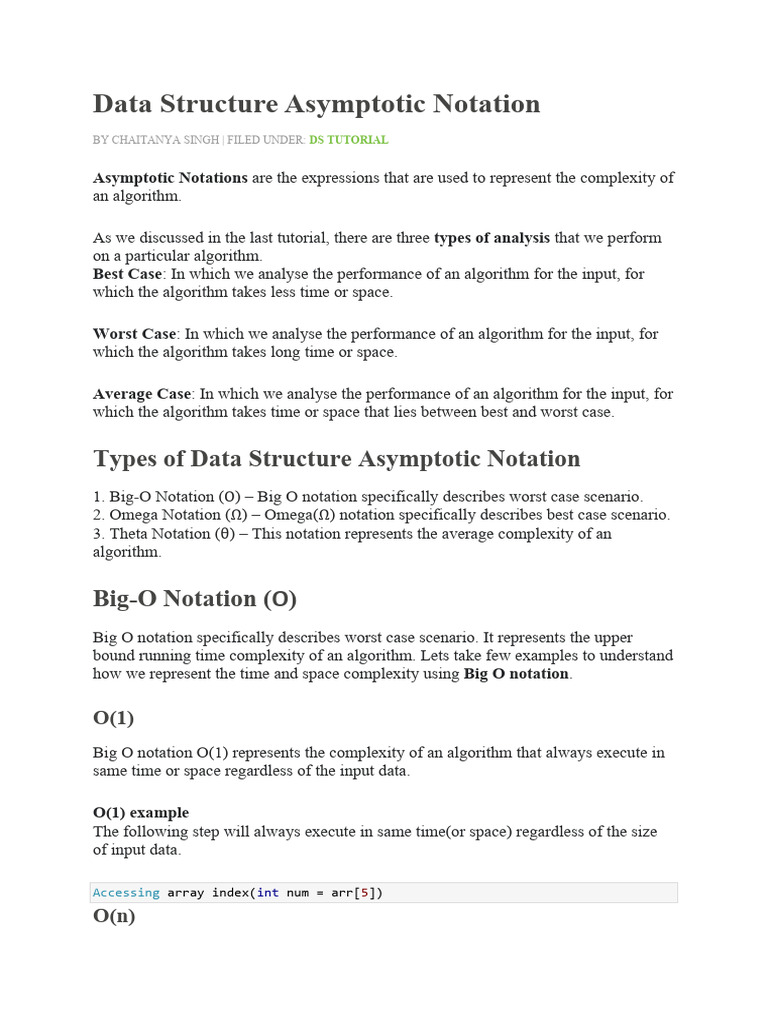 Data Structure Asymptotic Notation Pdf