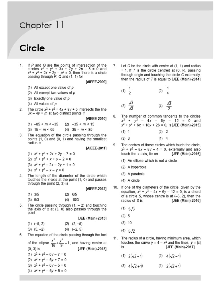 Circle Jee Advanced Questions | PDF