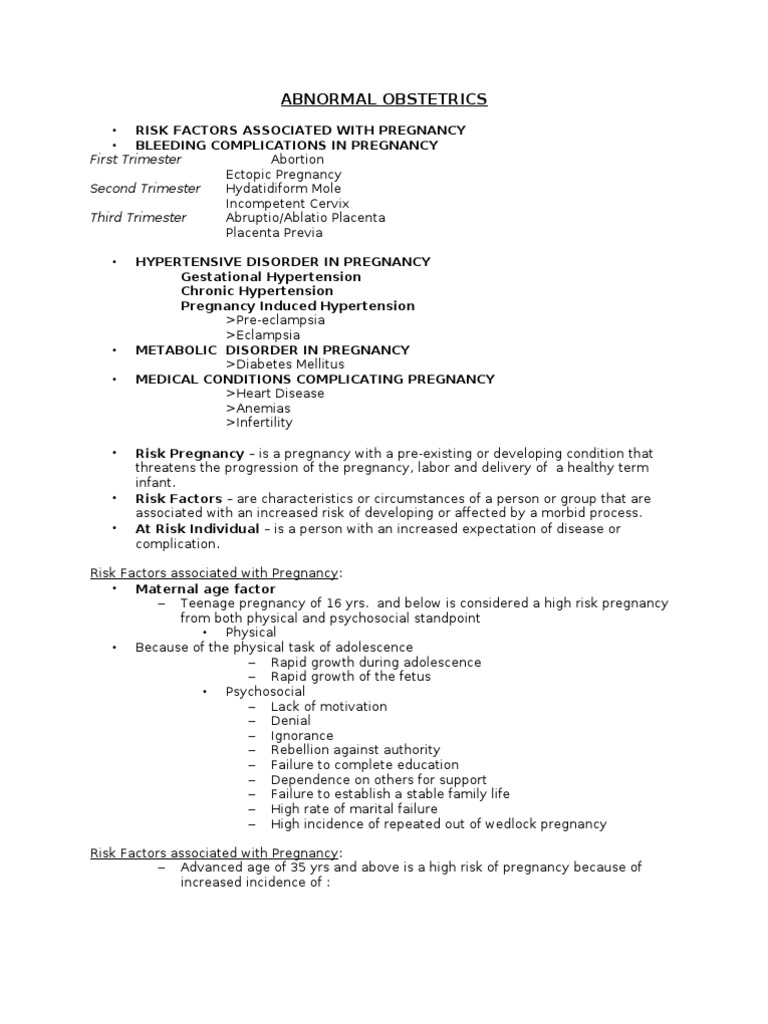 Abnormal Obstetrics Edited | PDF | Miscarriage | Pregnancy