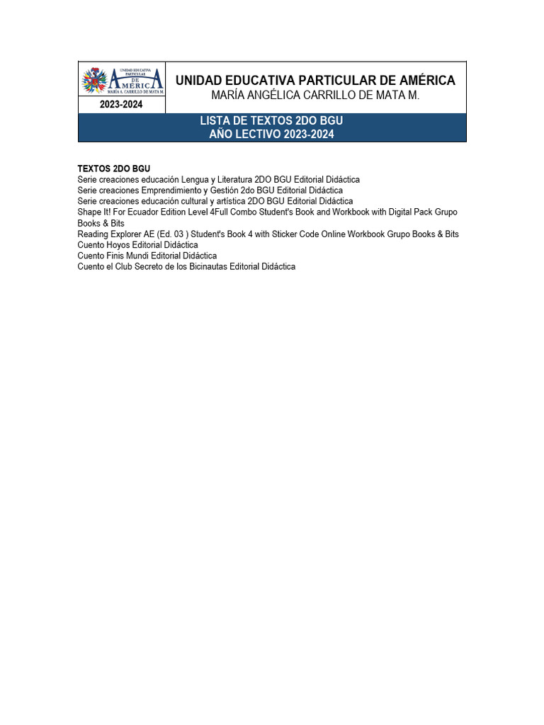 2a BGU LISTA DE TEXTOS 23 24 | PDF