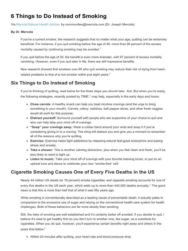 6 Things To Do Instead of Smoking | PDF | Self-Improvement