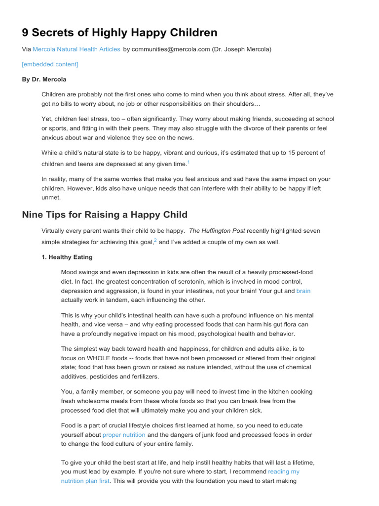 9 Secrets of Highly Happy Children | PDF