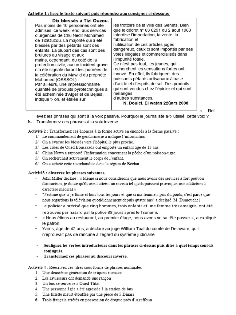 Activité 1 de Remediation Fait Divers | PDF
