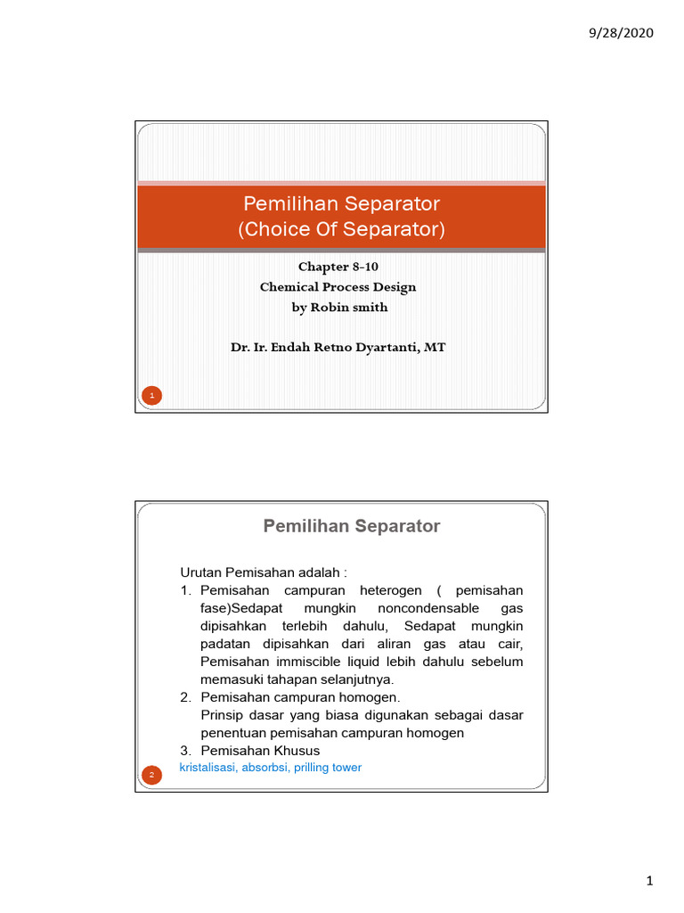 BAB V-3 Pemilihan Separator | PDF