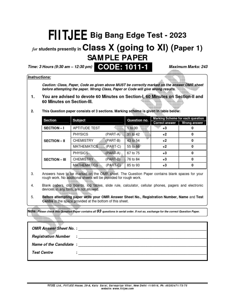 Sample Paper-Bbe-2023-Class-X-P1-At+pcm | PDF