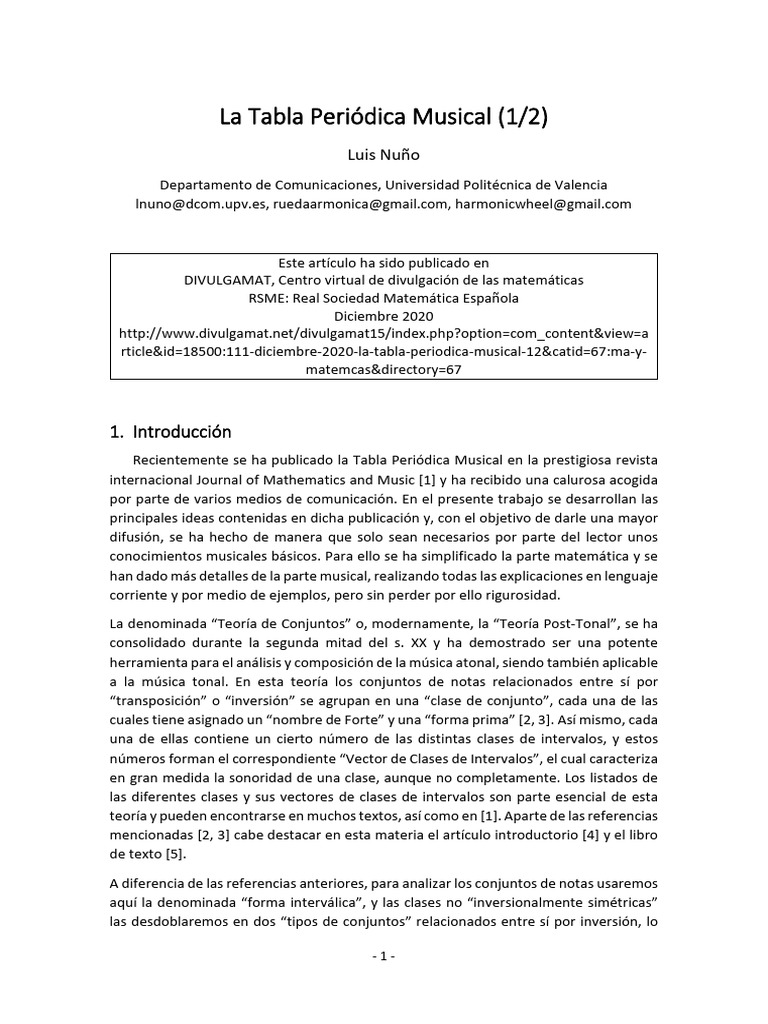 Tabla Periódica Musical: Análisis y Teoría | PDF | Estudios de idiomas ...