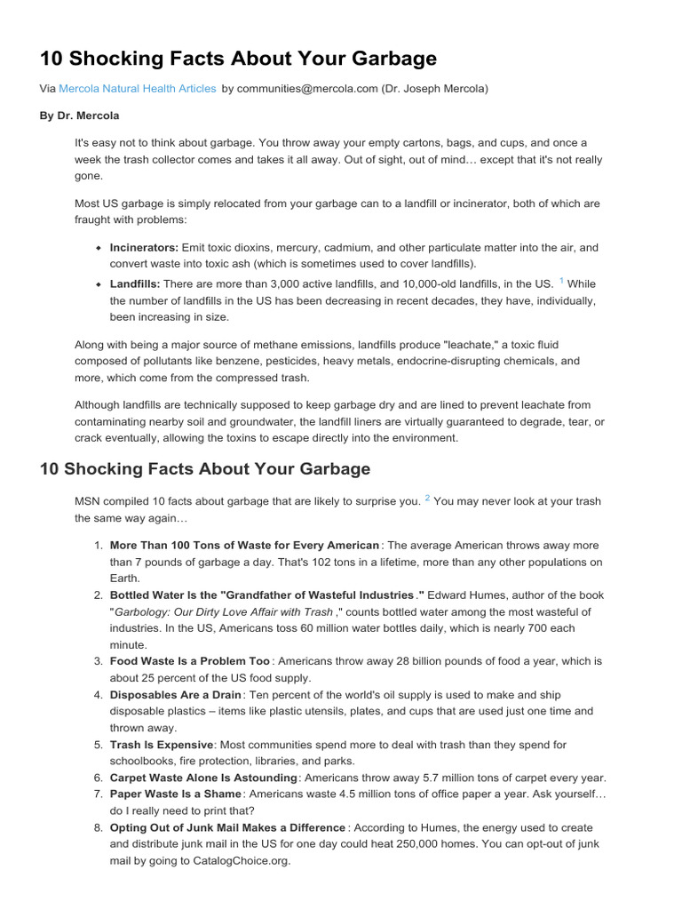 10 Shocking Facts About Your Garbage | PDF