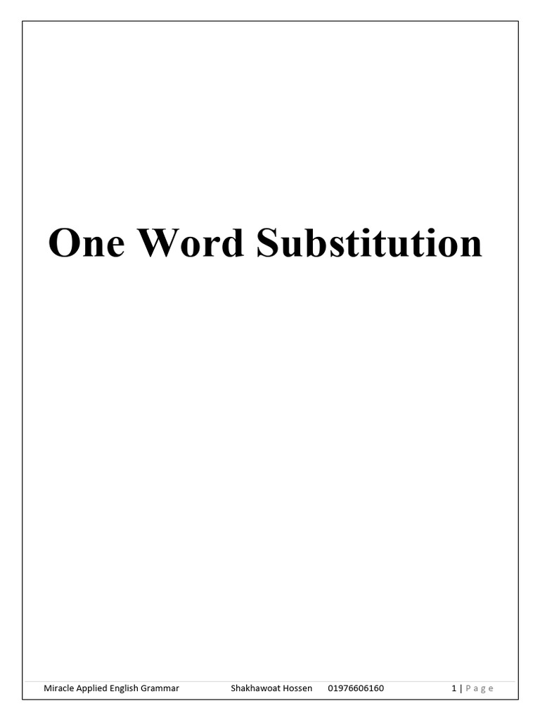One Word Substitution | PDF | Religion & Spirituality