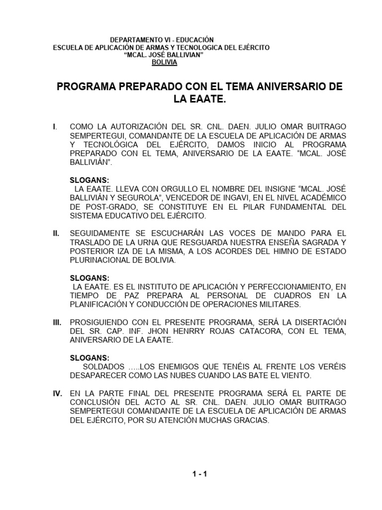 Programa Aniversario Eaate. | PDF