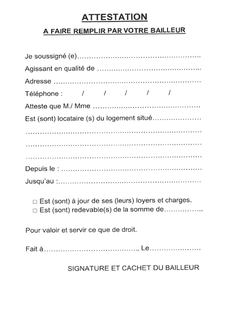 Attestation Loyers A Jour | PDF Attestation Loyers A Jour | PDF