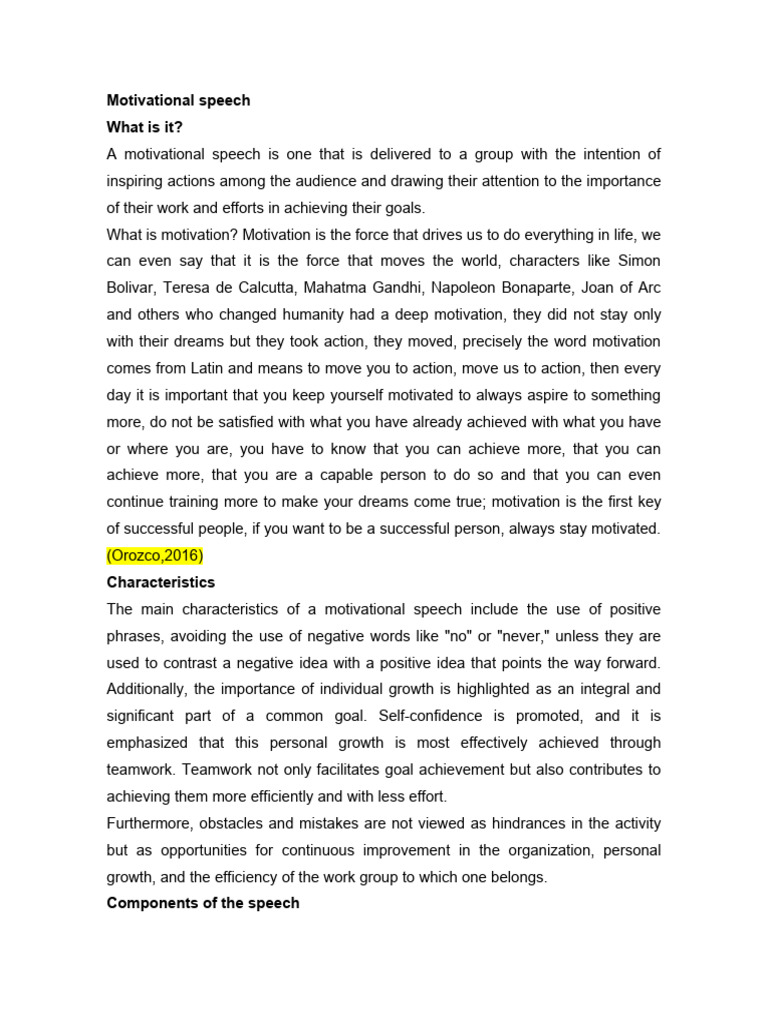 Motivational Speech Pdf