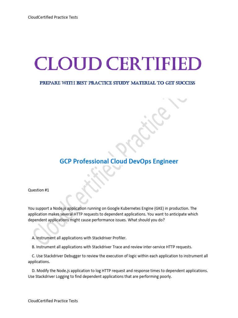 GCP Professional Cloud DevOps Engineer v24.8.1 85 BKXQKN | PDF