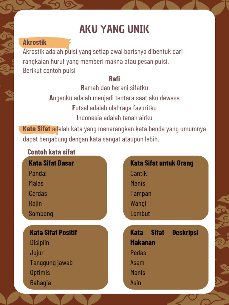 Rangkuman B Indo Bab 1 Kls 5 Kurmer | PDF