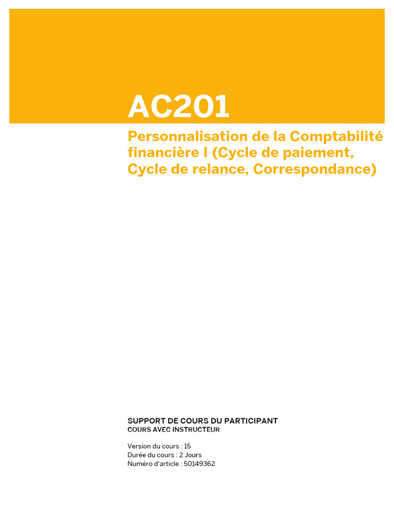 SAMPLE SAP AC201 - FR - Col15 Personnalisation de La Comptabilité ...