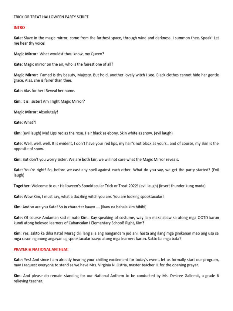 Trick or Treat Halloween Party Script | PDF