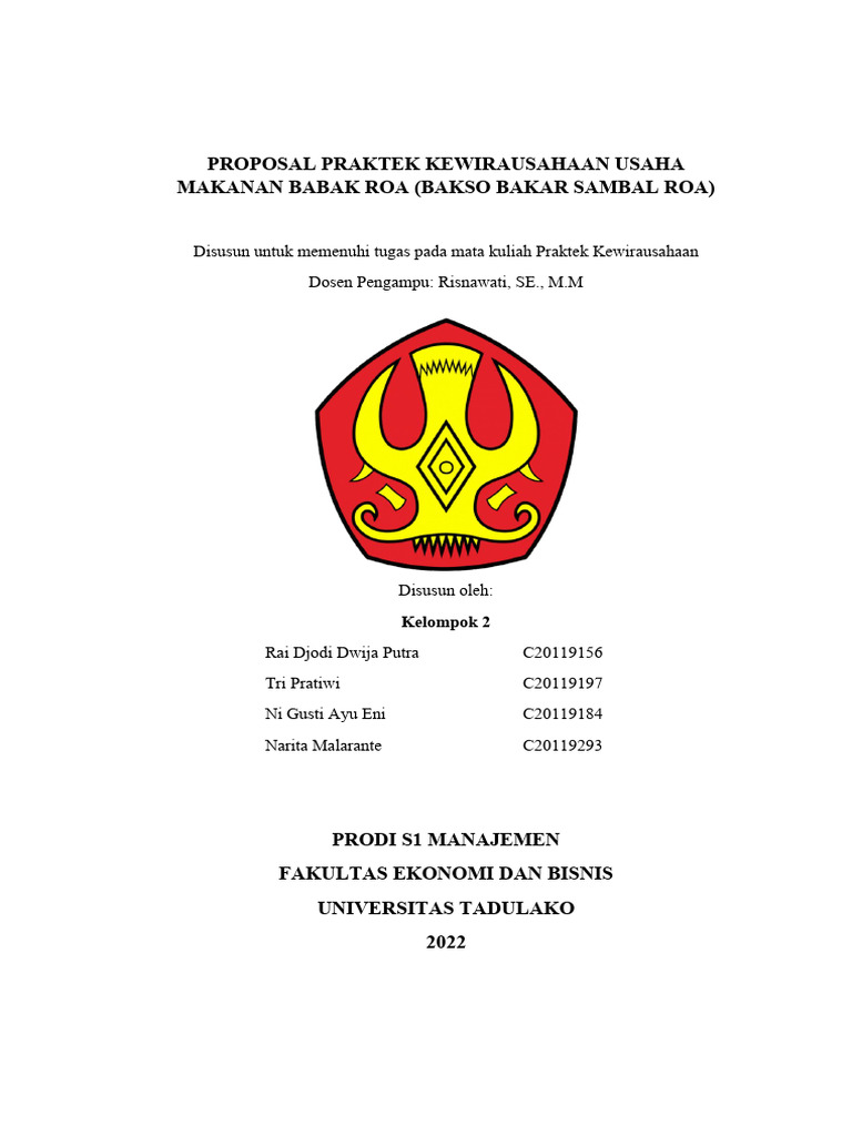Proposal Usaha Bakso Bakar Sambal Roa | PDF | Memasak, Makanan, & Anggur