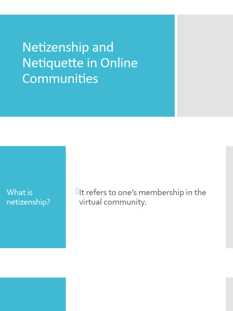Netizenship and Netiquette in Online Communities | PDF