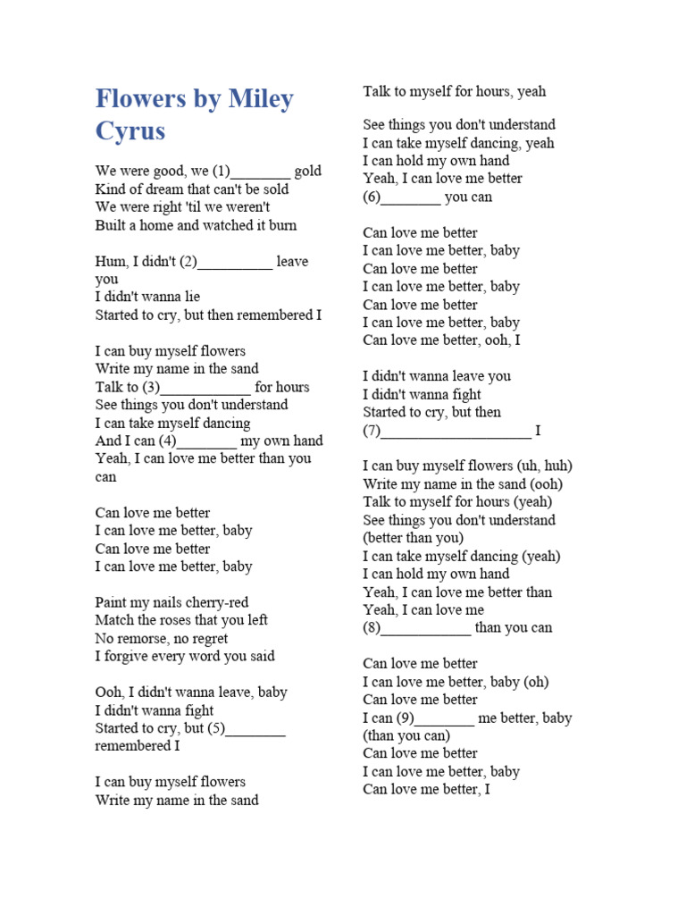 Flowers by Miley Cyrus | PDF