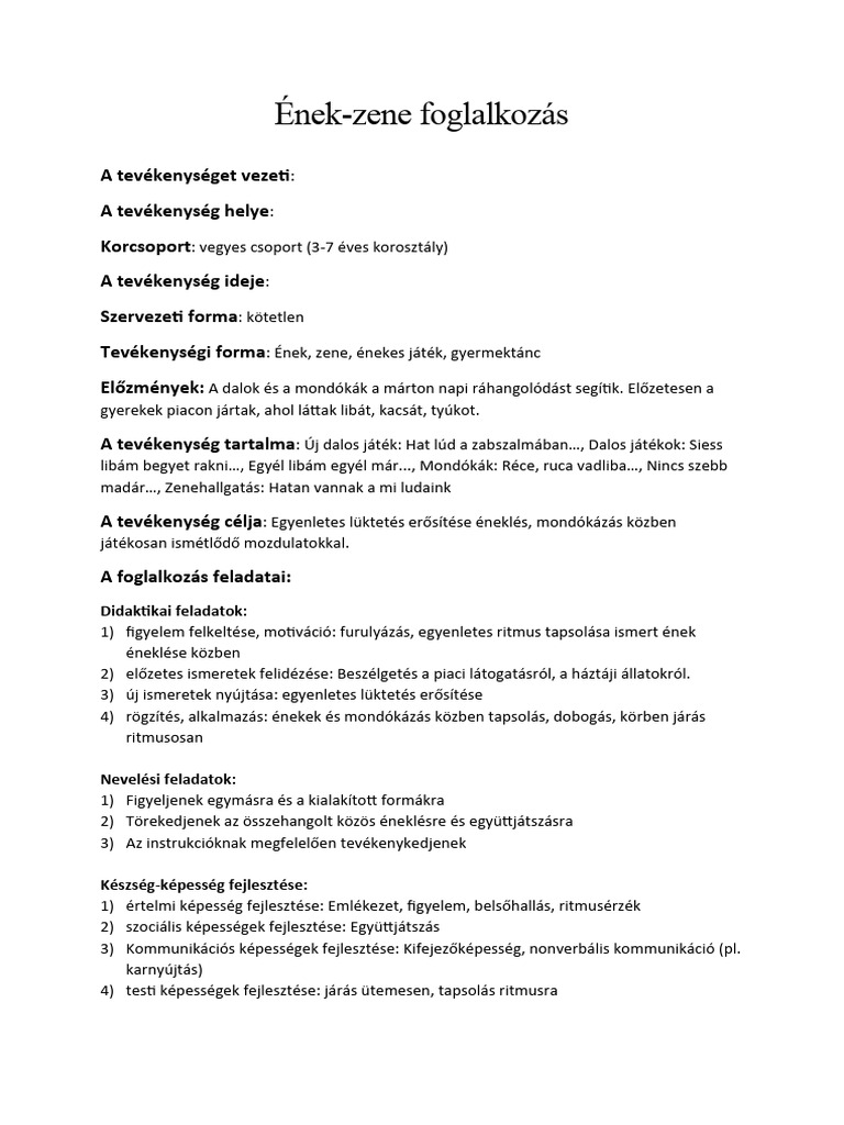 Ének-Zene Tervezet | PDF